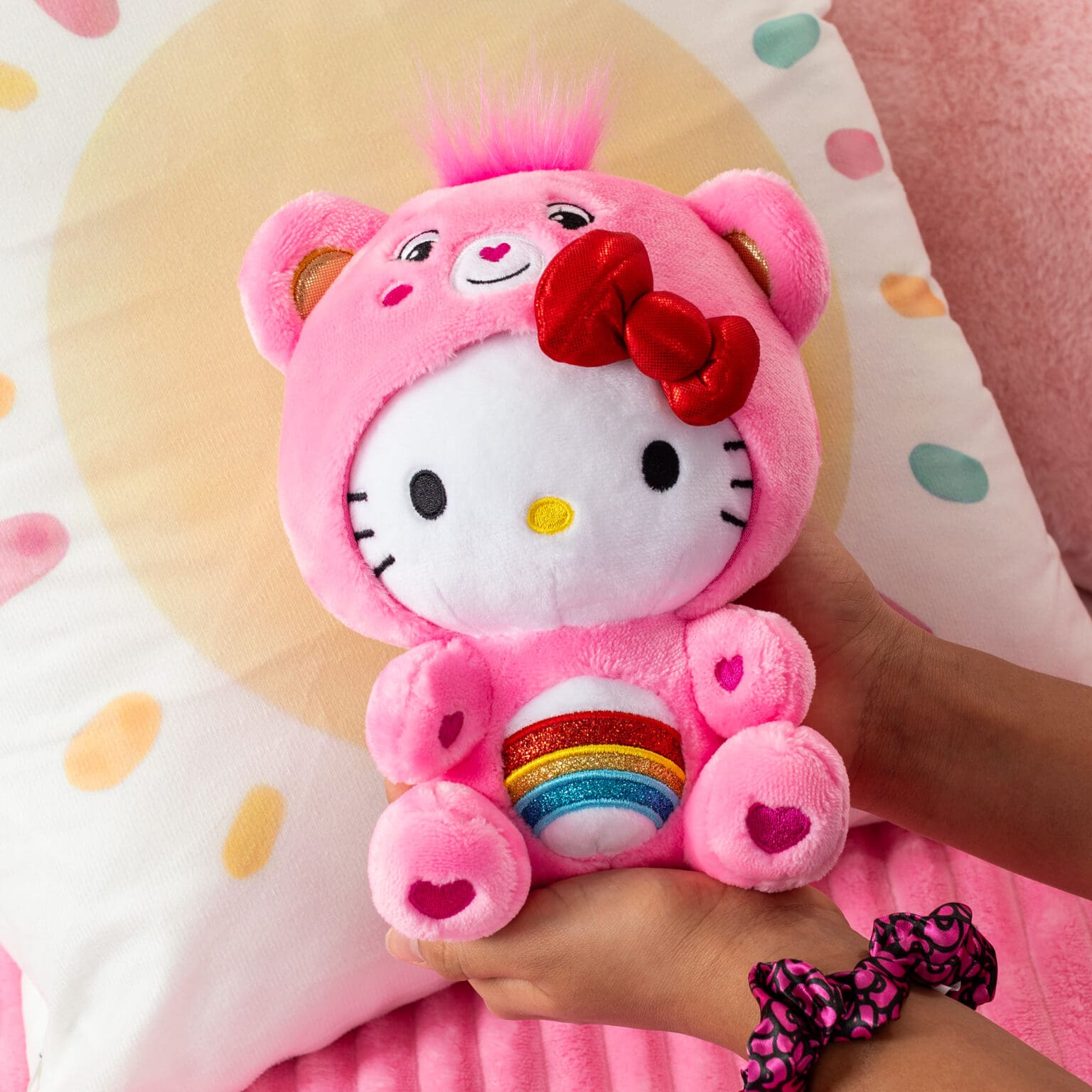 Care Bears™ - Hello Kitty & Friends - 8" Fun-Size Plush - Hello Kitty Dressed As Cheer Bear ...