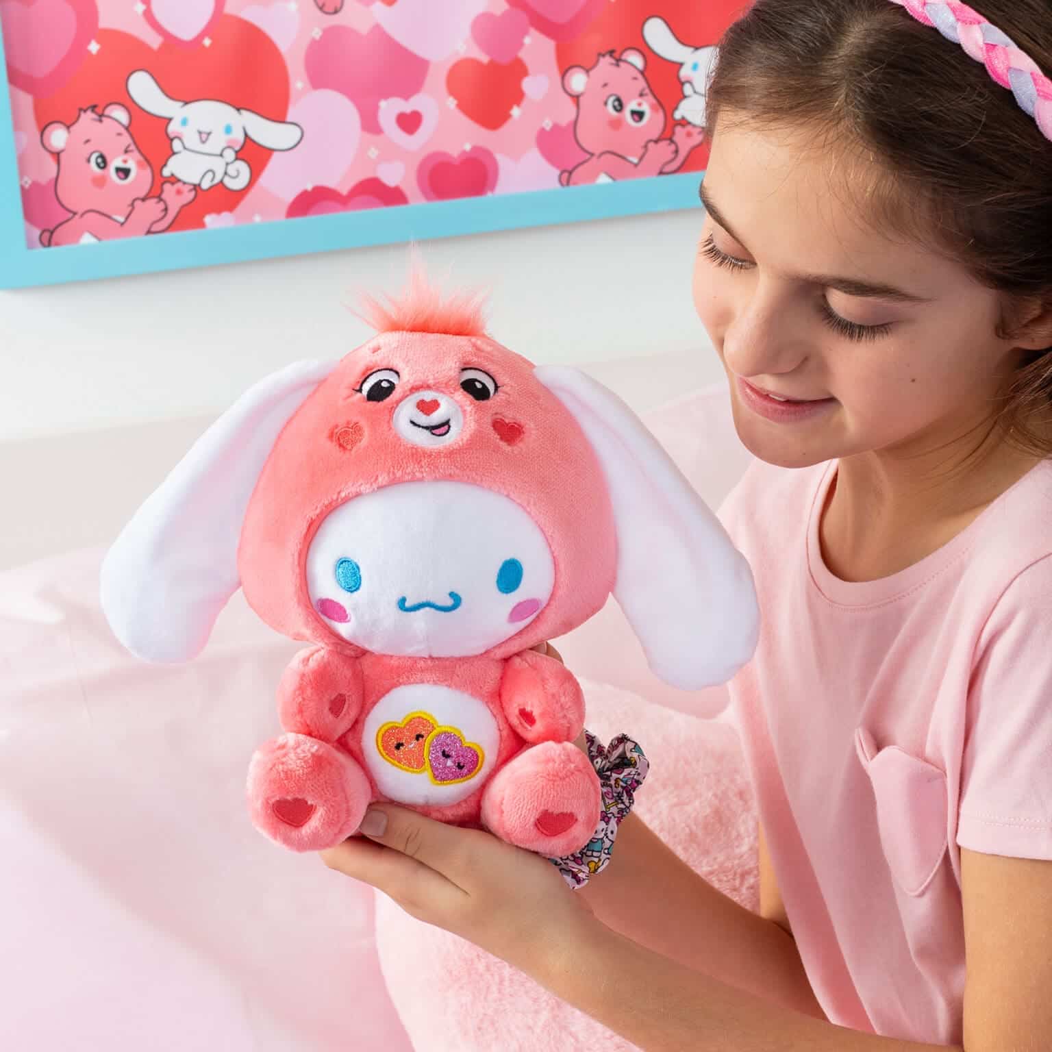 Care Bears™ - Hello Kitty & Friends - 8" Fun-Size Plush - Cinnamoroll Dressed As Love-a-Lot Bear ...