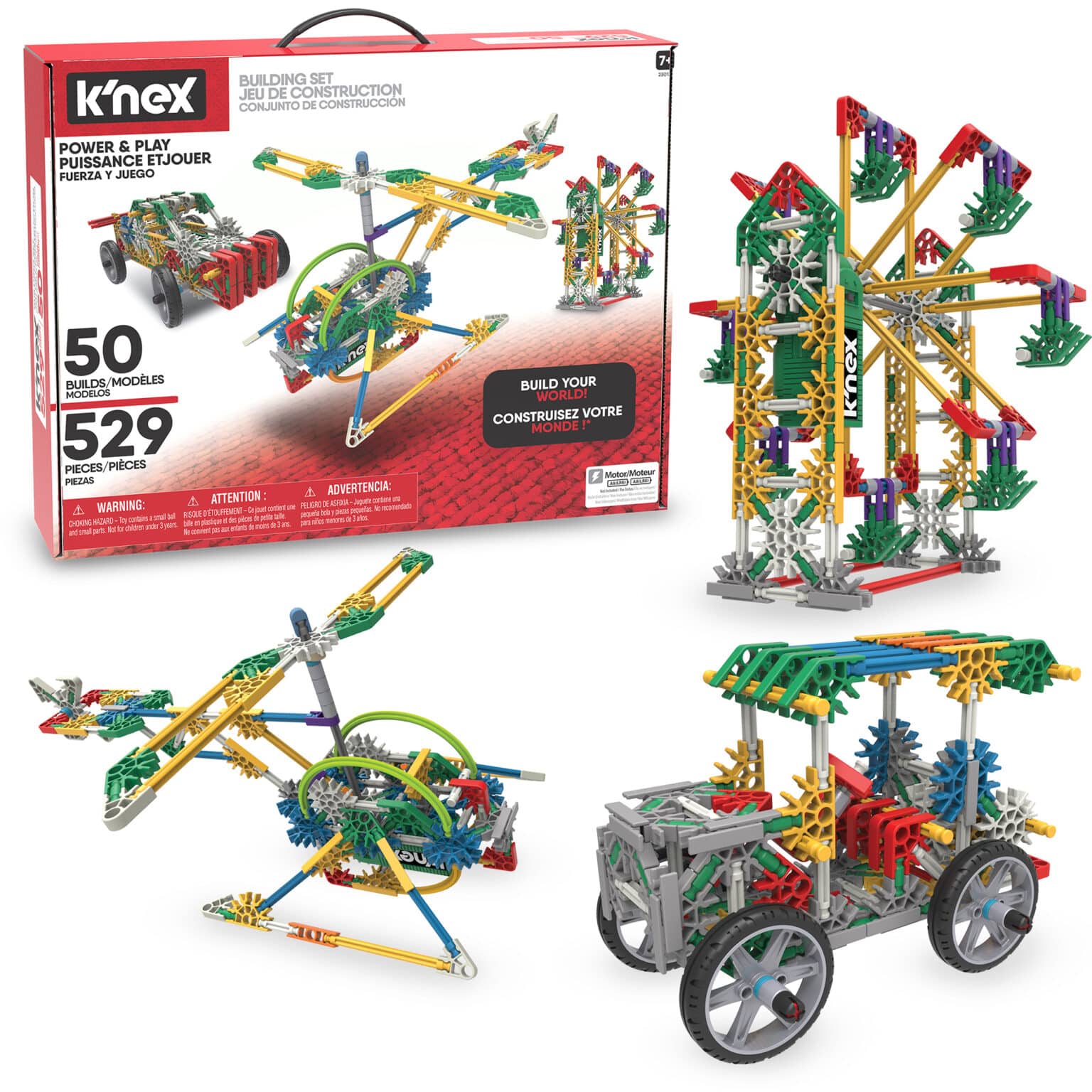 K’NEX - Power and Play Motorized Building Set - 529 Pieces | BasicFun!