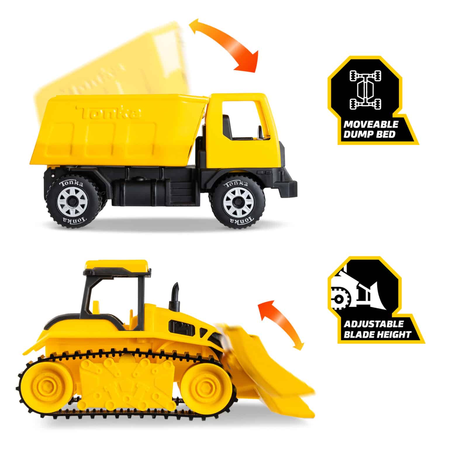 Tonka - Steel Classics Giga Series - Dump Truck & Bulldozer, 2-Pack | BasicFun!