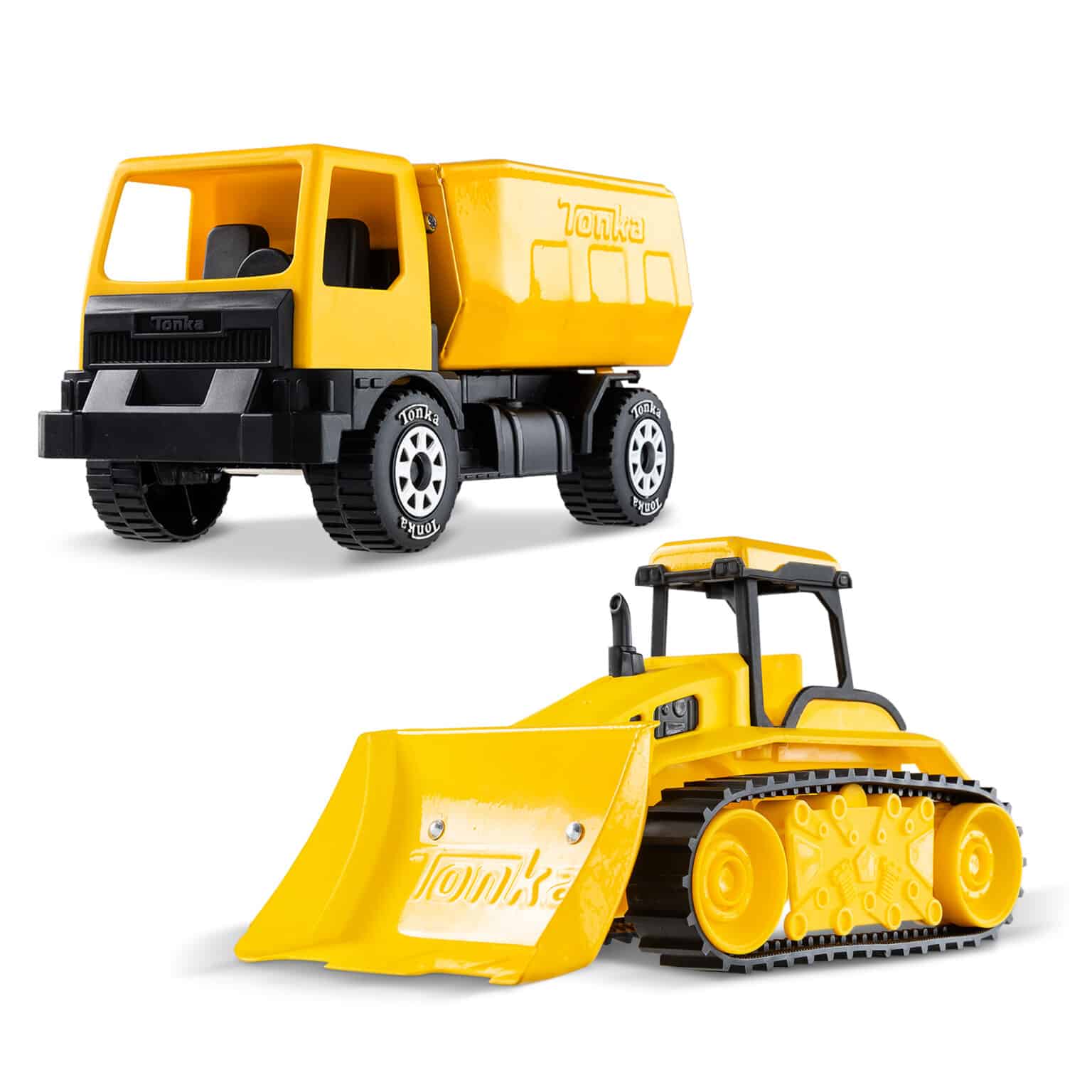 Tonka - Steel Classics Giga Series - Dump Truck & Bulldozer, 2-Pack | BasicFun!