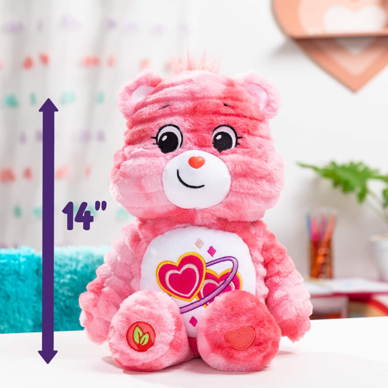 Care Bears - 14" Medium Plush - Color Splash Collection - Love-A-Lot Bear Bear | BasicFun!