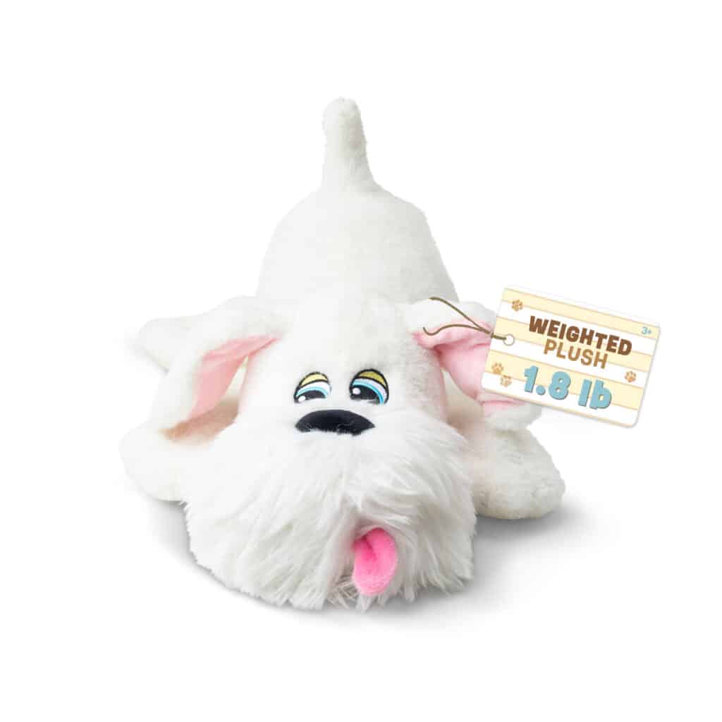 Pound Puppies, Weighted Snuggles, White with Fluffy Beard | BasicFun!